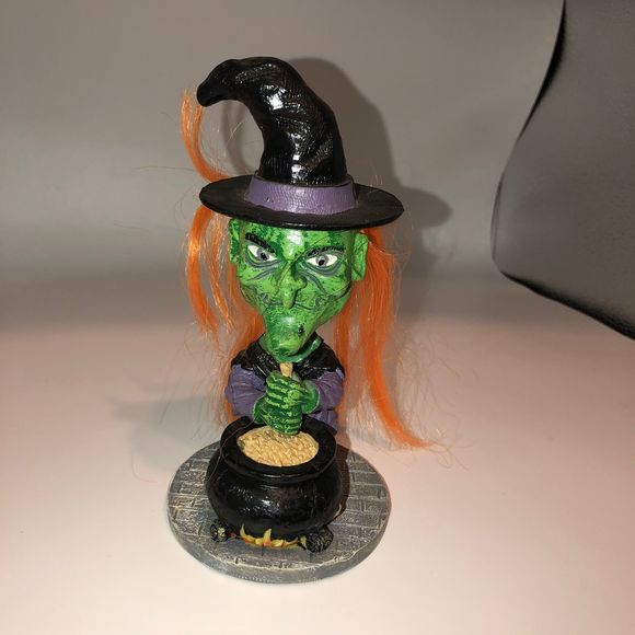 Accents | Vintage Bobble Head Figurine Figure Which Witch Cauldron ...